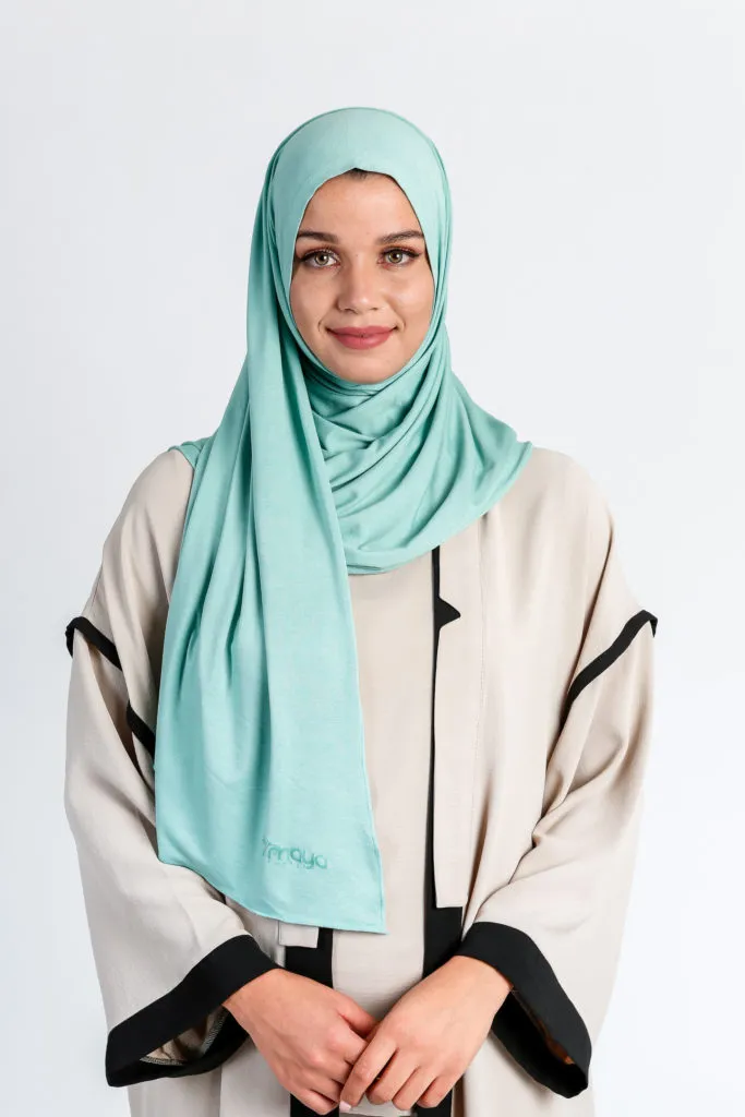 Premium Jersey Hijab Water Green Wrap & Go | MAYA SQUARE